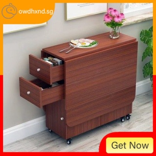Foldable Dining Table With Drawer Kitchen Storage Cabinet Space Saver ...