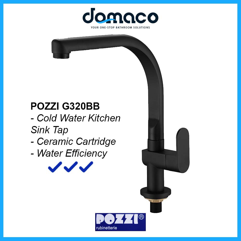 Pozzi G320BB Matt Black Kitchen Sink Tap | Shopee Singapore