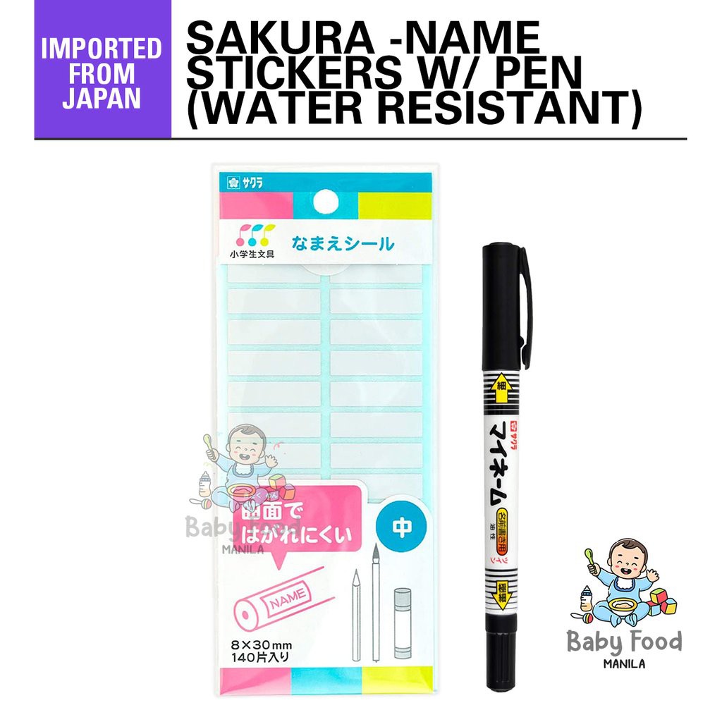 SAKURA Name stickers with pen set (water-resistant) | Shopee Singapore