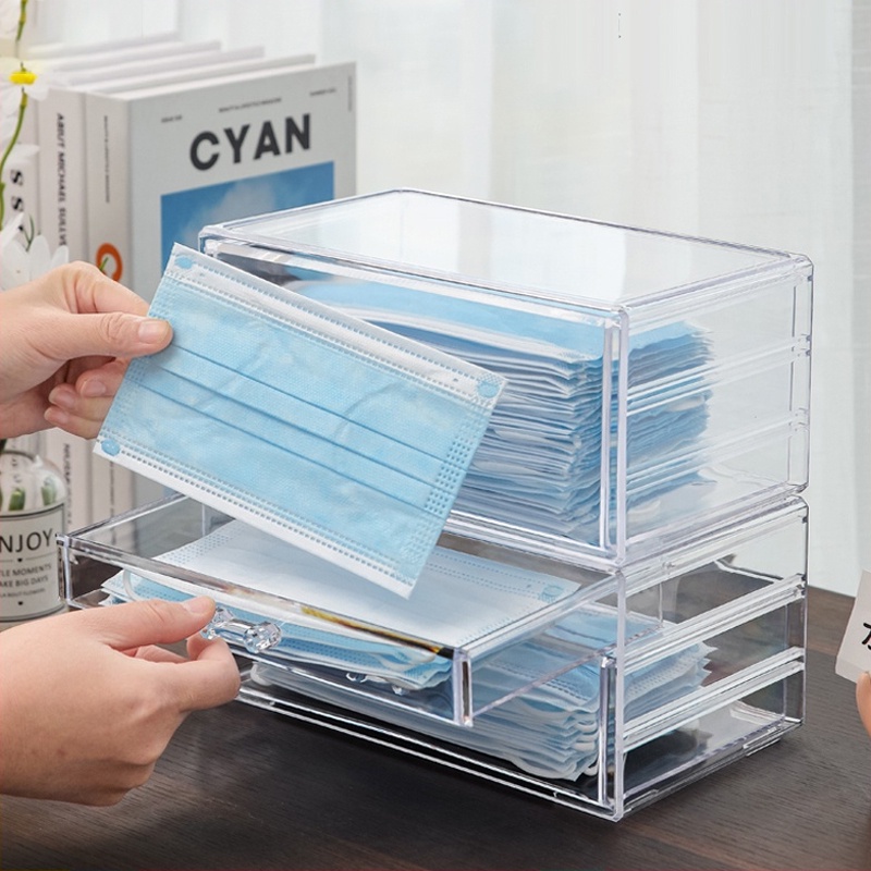 YOULITE Stackable Acrylic Mask Storage Box Mask Holder Mask Organiser ...