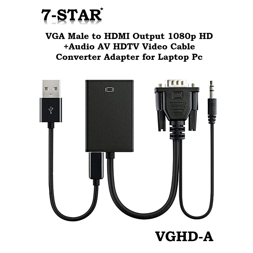 VGA to HDMI Adapter Converter with Audio Cable | Shopee Singapore