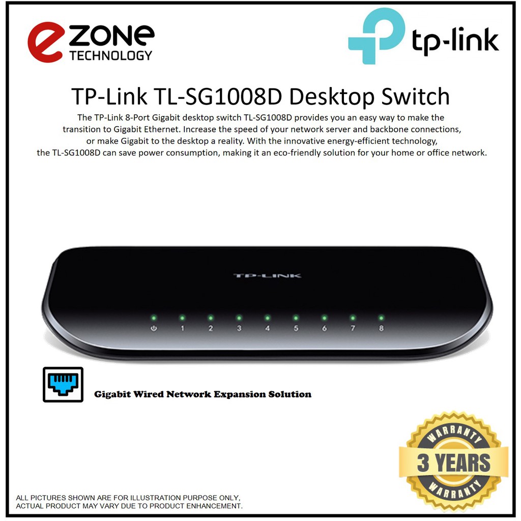 TP-Link TL-SG1008D 8-Port Gigabit Desktop Switch | Shopee Singapore