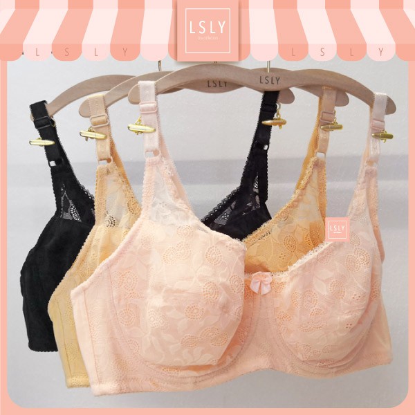 LSLY Lace Bra Underwire Push Up Non Padded Full Cup C Cup Comfortable ...
