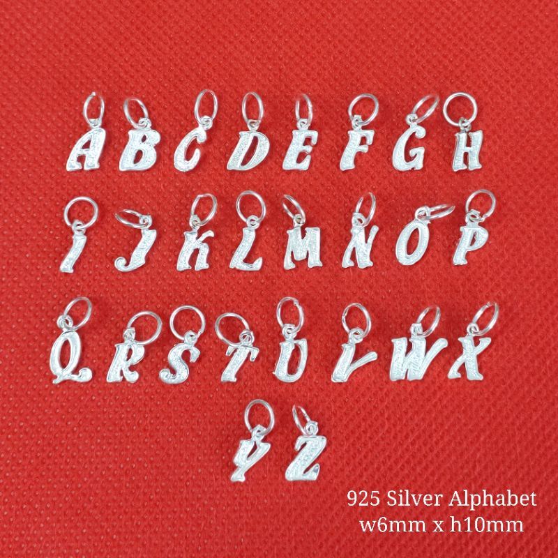 925 Silver Alphabet Pendant A-Z Letters Huruf Buah Rantai Perak Tulen ...