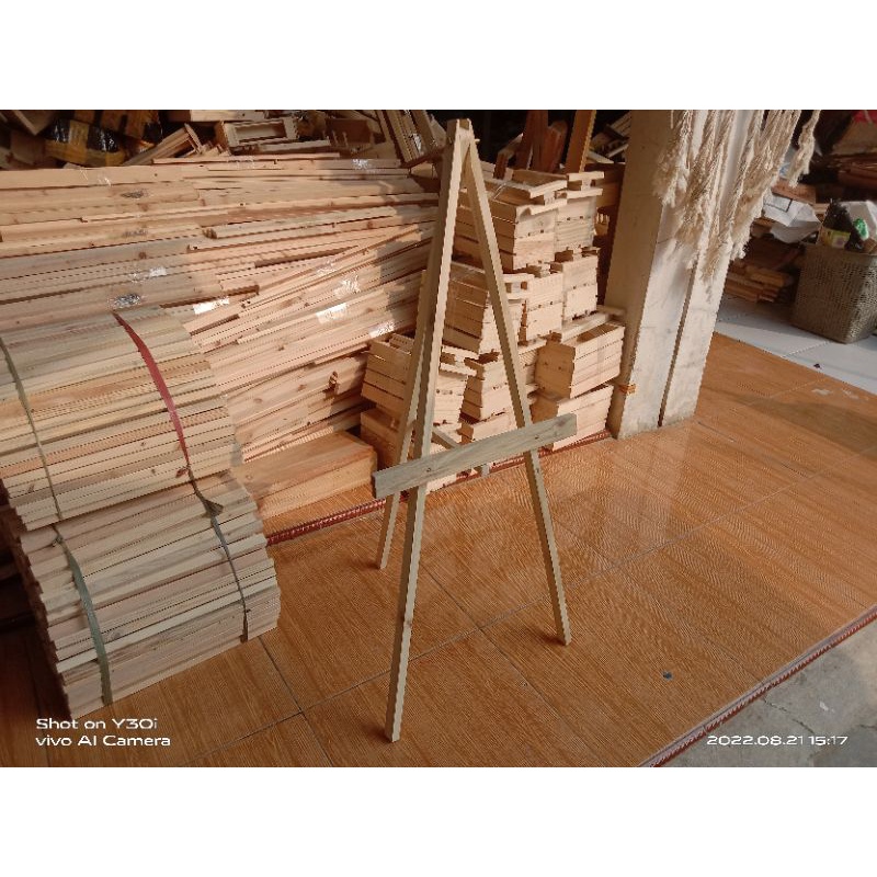 KAYU Wooden easel Plain Cross 110cm/Wooden tripod stand/Painting stand ...