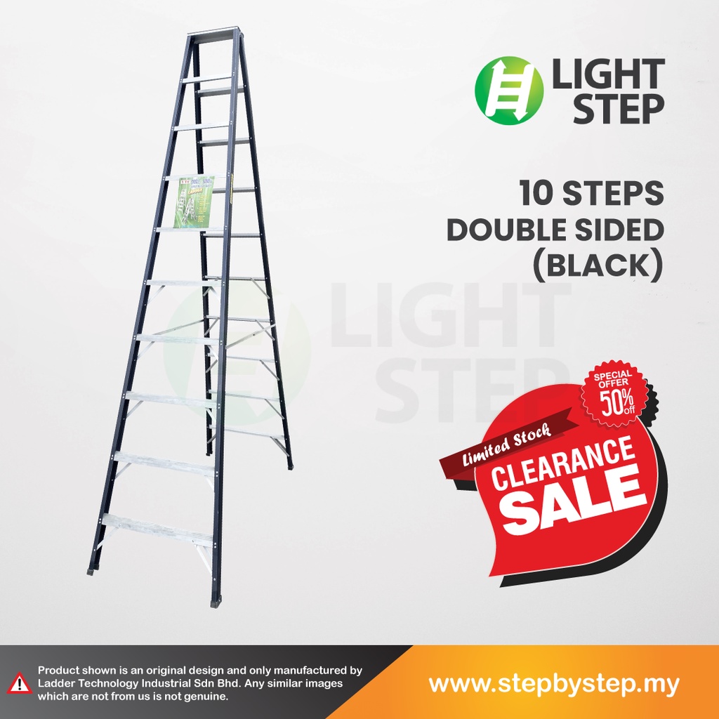 Light Step Aluminium Double Sided A-Shape Step Ladder Black A型双边楼梯/ 梯子 ...