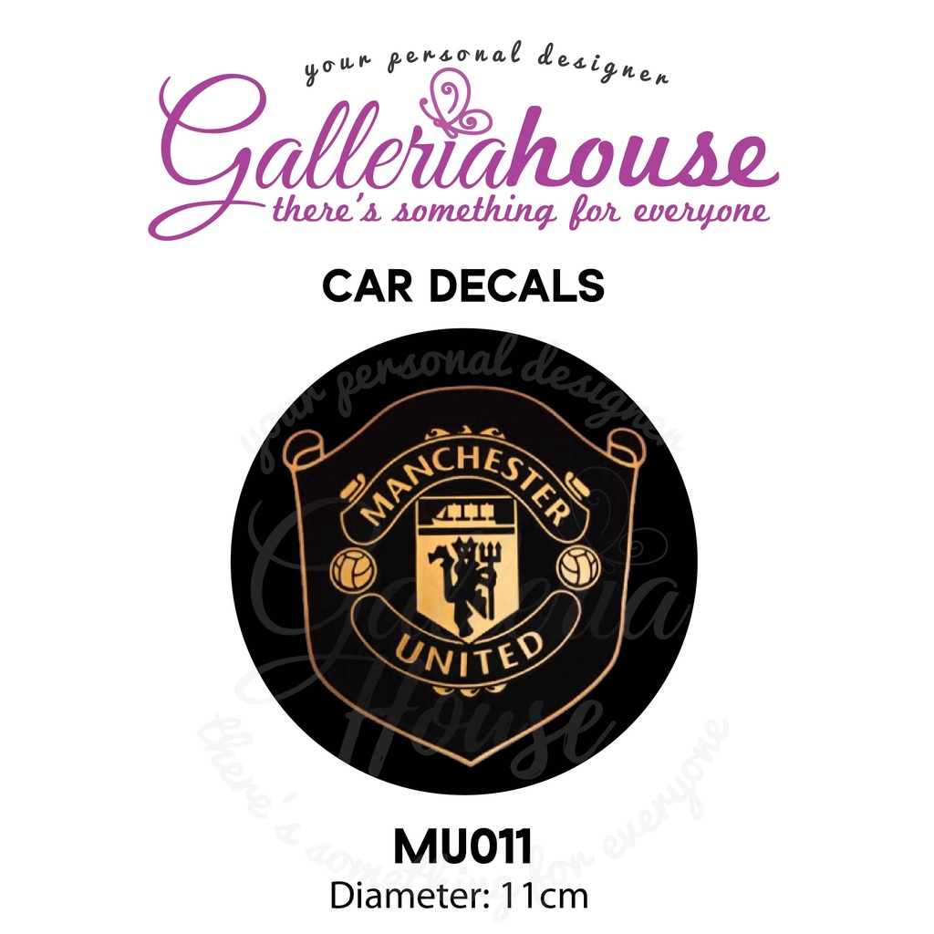 MU011 Manchester United Car Decal Black Gold Design Man U Soccer ...