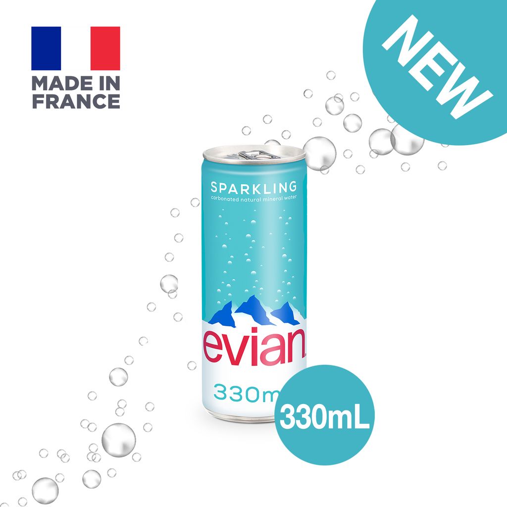 [1 Carton] Evian Sparkling Carbonated Natural Mineral Water Can (24x330ml) | Shopee Singapore