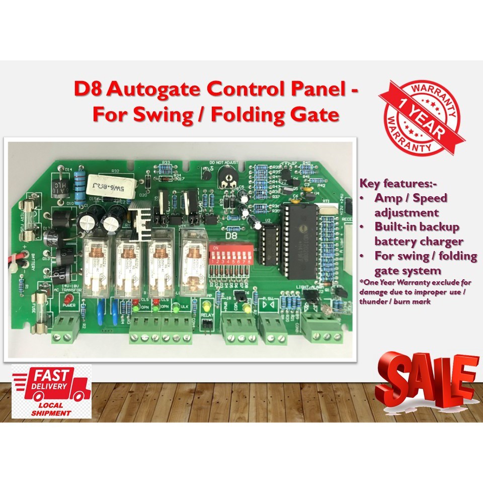 D8 Autogate Control Panel / Board - For Arm Type Swing / Folding Gate ...