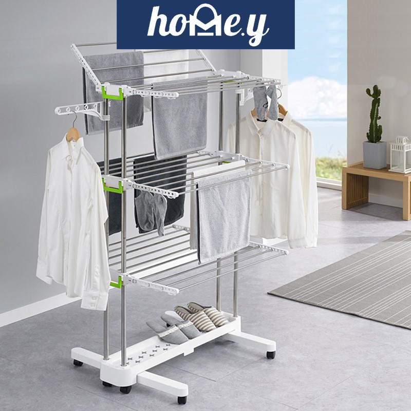 Homey Laundry Rack Multi Level Extendable With Wheels | Shopee Singapore