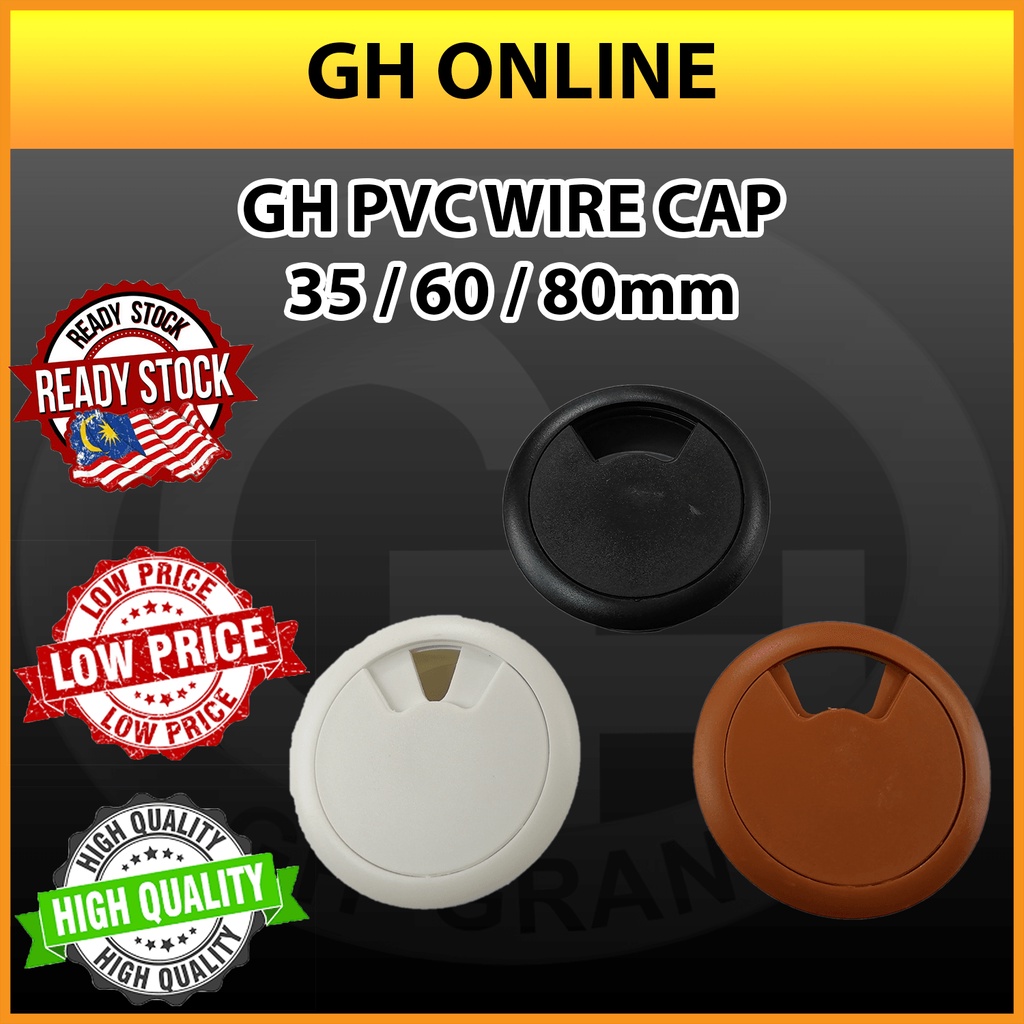 PVC WIRE CAP 35/60/80mm TUTUP WAYAR TOP Computer Desk Threading Hole ...