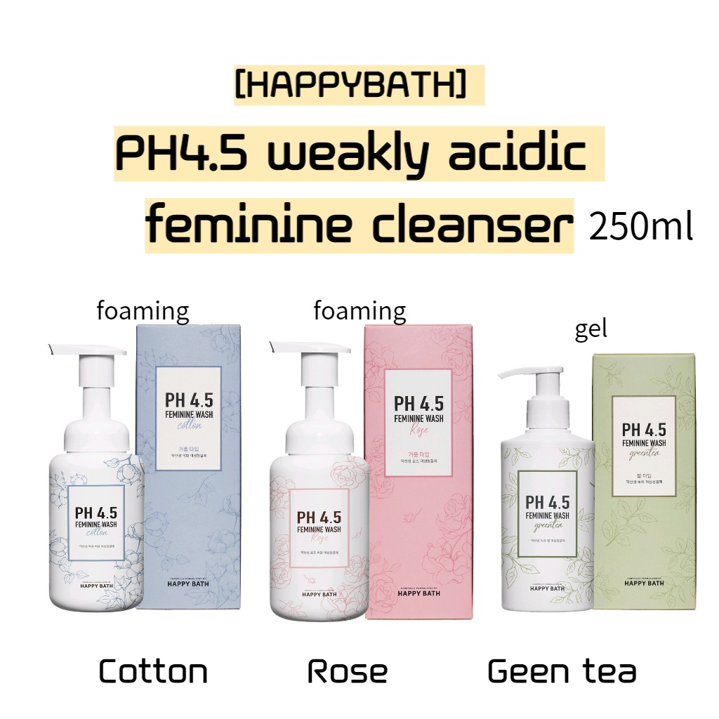 [Happy Bath] Feminine Wash pH4.5 Cotton & Rose 250ml/Foaming/woman ...