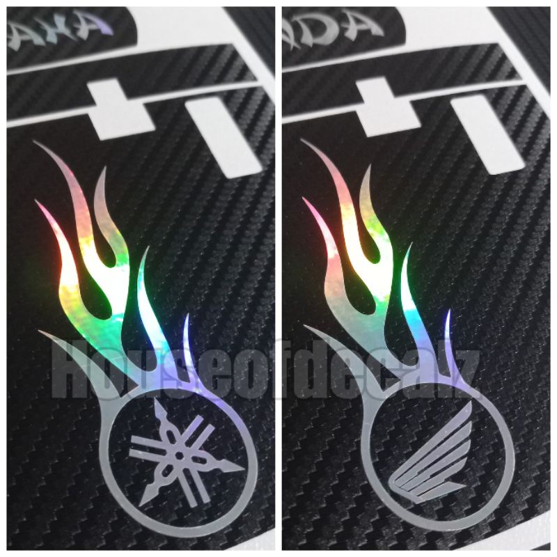 Slim iu unit 3D CF sticker + Holographic Yamaha/Honda choose logo ...