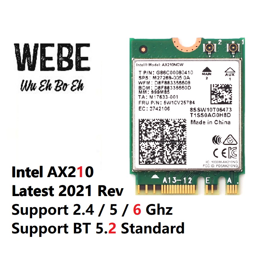 [SG Seller] Intel AX210 Latest Wifi 6E card 2.4Ghz 5Ghz 6Ghz A/G/N/AC ...