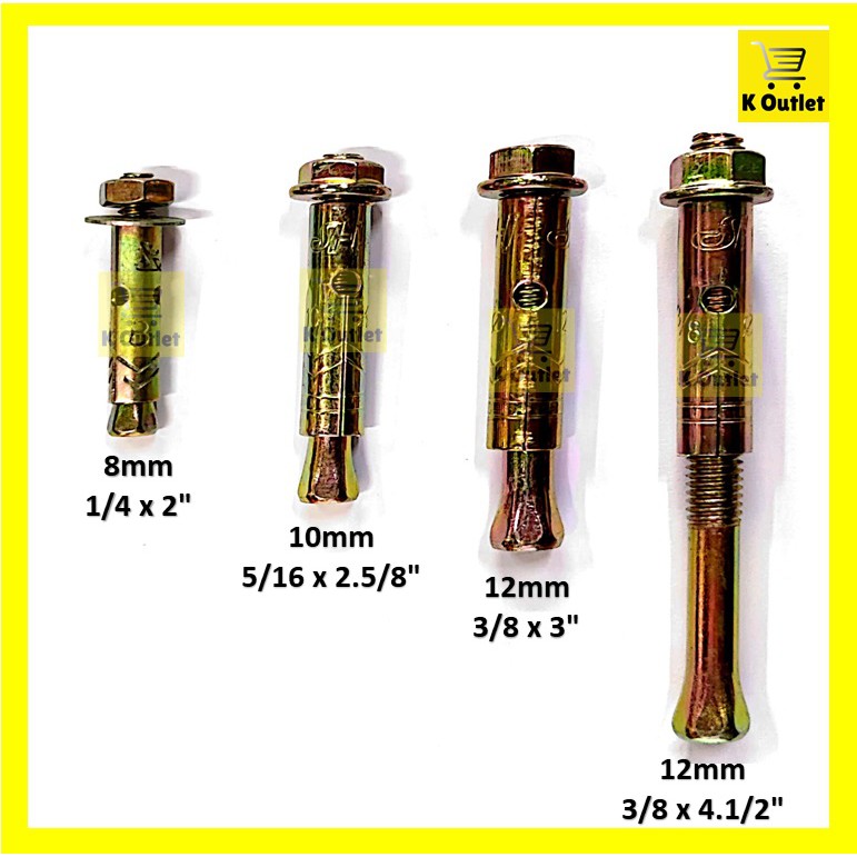 PJ Anchors Wall Expansion Bolt Iron Plug Wall Plug Besi | Shopee Singapore