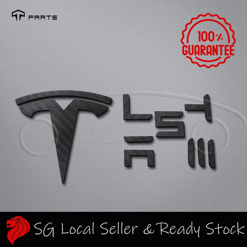 Tesla Model 3 Real Carbon Fiber Emblem Logo Replacement T Parts ...