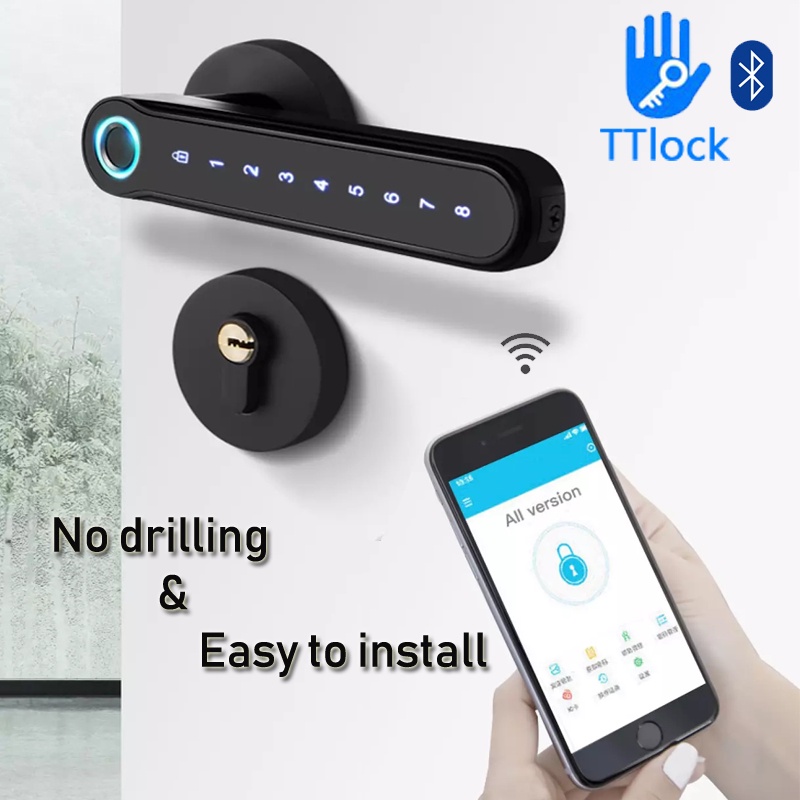 Smart Digital Door Handle Manage by TTlock App Keyless Smart ...