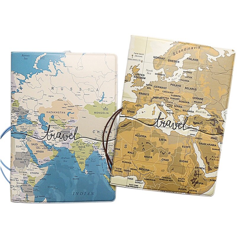 2020 World Travel Maps Pattern Passport Cover With ID &Card Holder ...