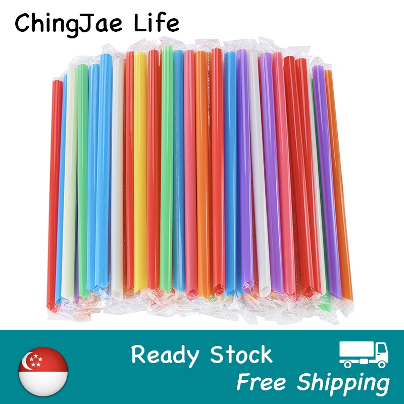 100 Pcs Multi Colors Disposable Straws Plastic Individually Wrapped ...