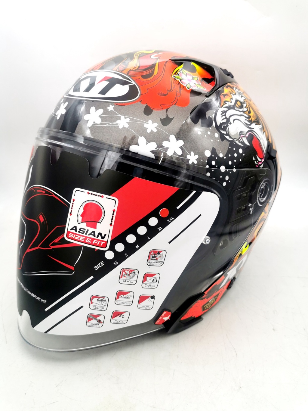 KYT Helmet NFJ Tigra Casco Open Face Double Visor Blue Smoke RSX150 ...