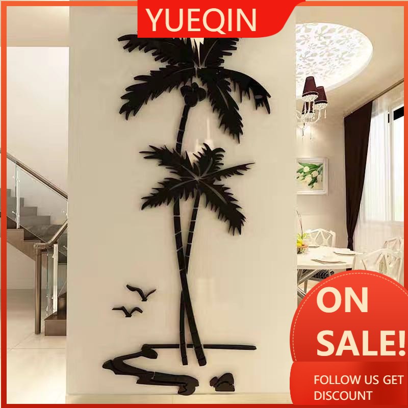 Acrylic 3D Coconut tree Waterproof self-adhesive Wall Sticker Kids Room ...