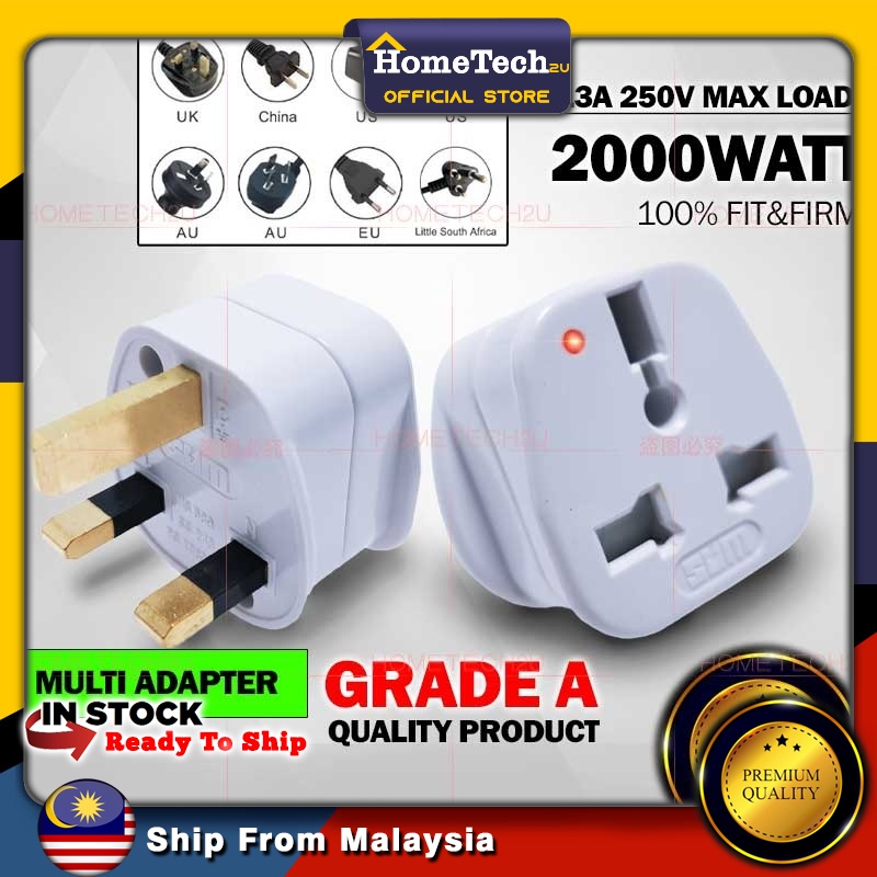 SUM Universal Adapter Adaptor Plug 2 Pin to 3 Pin Plug converter Multi ...