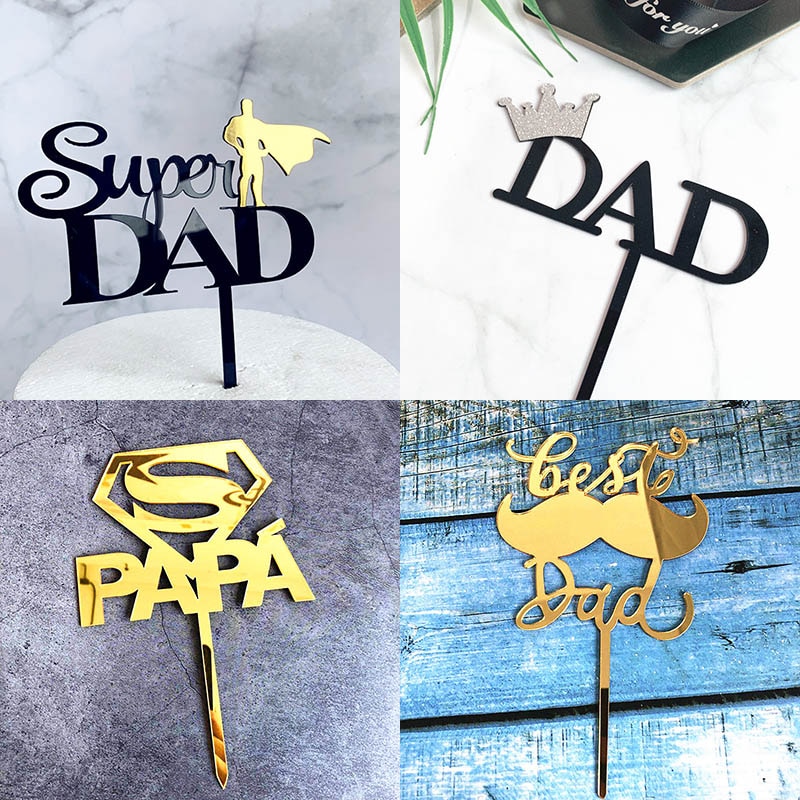 20 designs Acrylic Super Dad Cake Topper Happy Father's Day Cake Topper ...