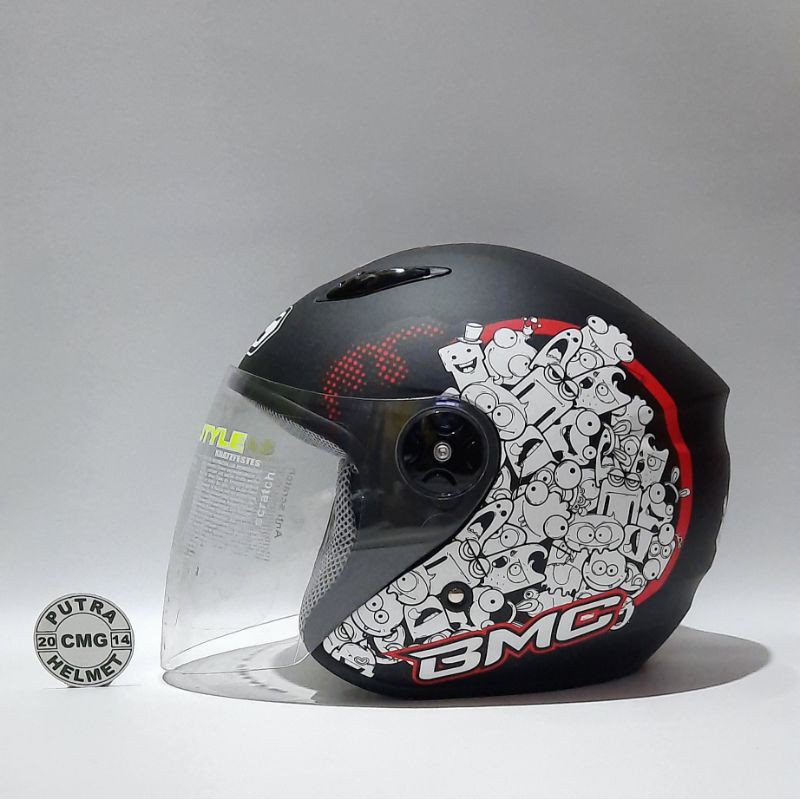 Bmc MILAN DOODLES BLACK DOFF RED HELMET | Shopee Singapore