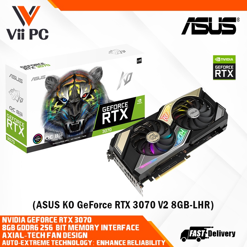 【NVIDIA GeForce RTX™ 3070】ASUS KO RTX3070 O8G V2 GAMING TWIN FAN GDDR6 ...