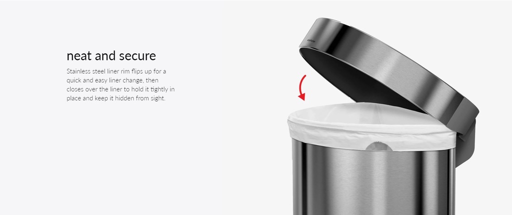 simplehuman 45L Semi-Round Step Trash Bin | Shopee Singapore