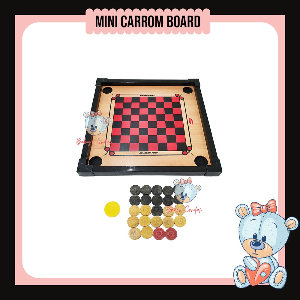 Mini Carrom Board and Draughts Dam Free Carrom Men Striker Board Game Indoor Toys Carrom Mini ...