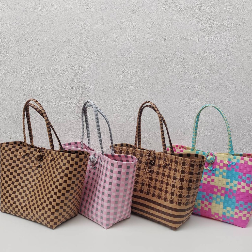 Women Shoulder Bag Plastic Woven Basket Large Size Width 14 Length 32 ...