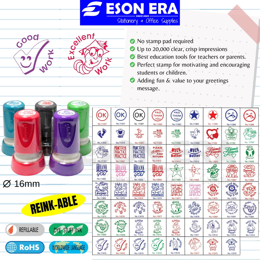 Artline Xstamper vX Round 16mm Refillable Ink Stamp ESE-16V Chop Cikgu ...