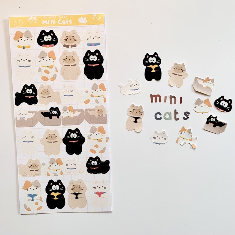 Summer tapes - mini cats sticker journal/de deco sticker/polaroid ...