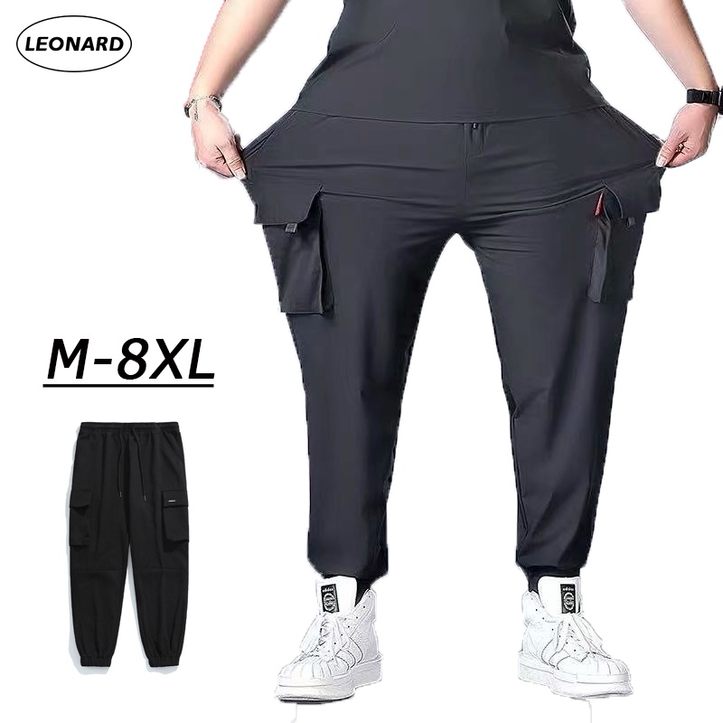 M-8XL plus size cargo pants men loose stretch pants black big size ...