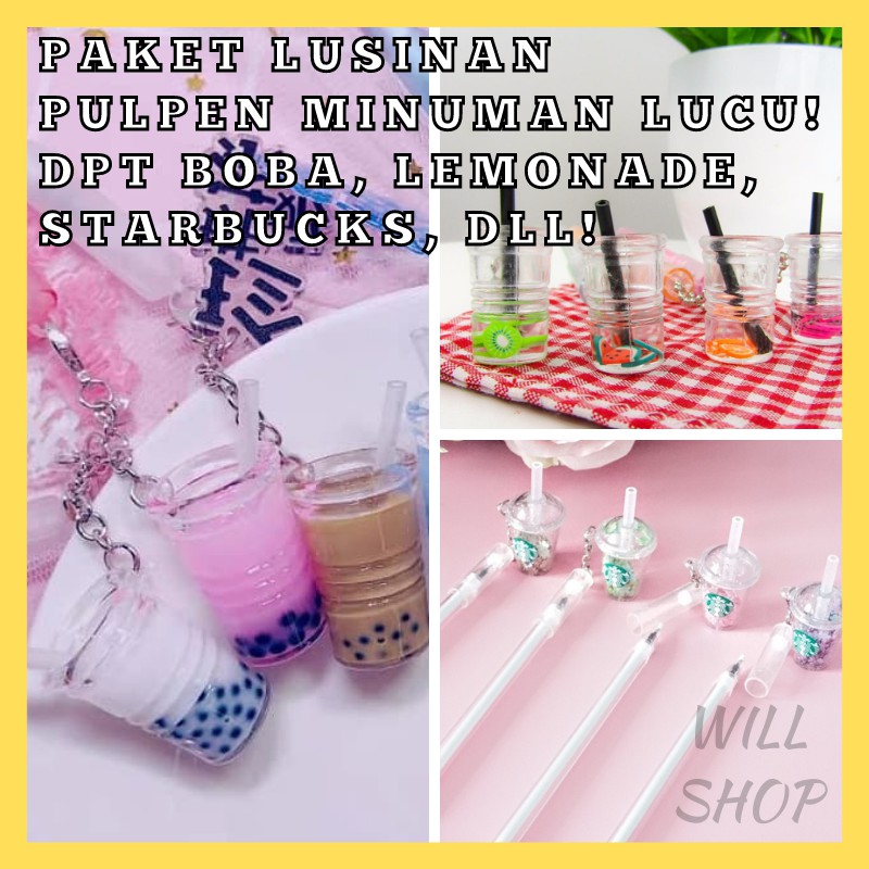 1 Dozen Contents 12 Funny Drink Pens2 (BOBA BUBBLE TEA LEMONADE Fruit ...