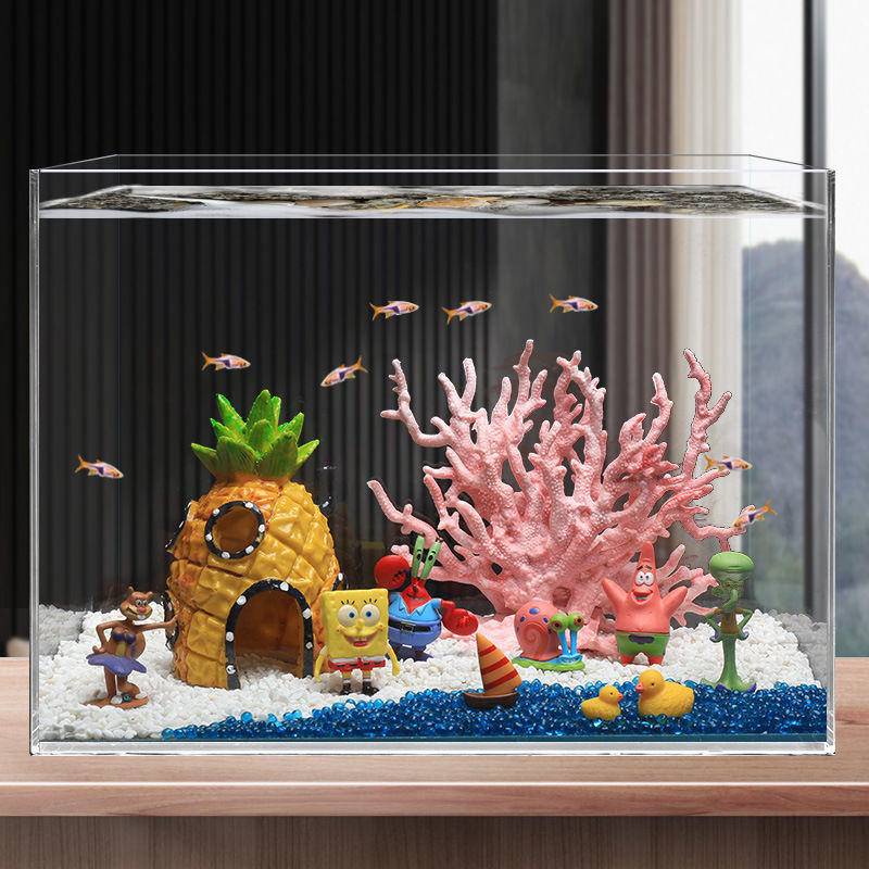 Fish Tank Decoration Aquarium Cartoon Spongebob Pineapple House Caves ...