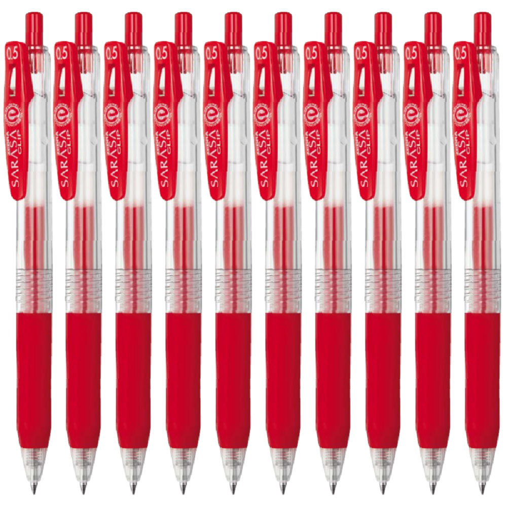 Zebra Sarasa Clip Gel Pen 0.5mm B-JJ15-R (Red Ink) 10pcs/box | Shopee ...