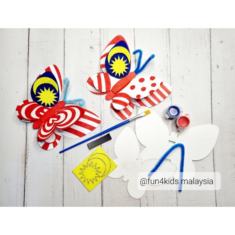 National Day Craft | DIY Merdeka Theme Malaysian Flag 3D Butterfly ...