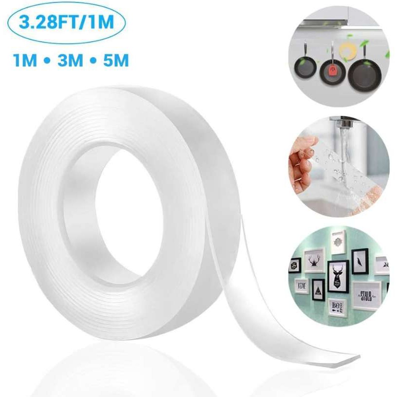 Nano Double Sided Tape, Reusable Traceless Mounting Adhesive Tape Heavy ...