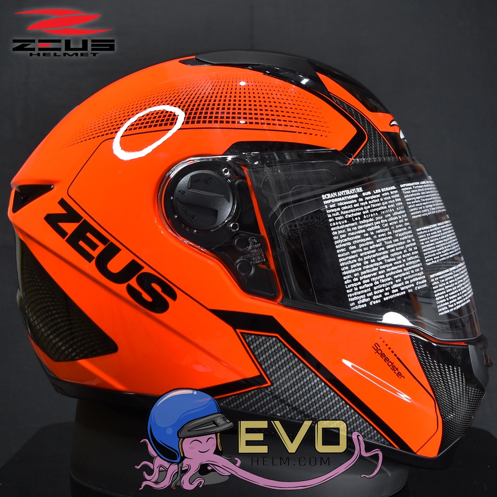 Zeus FULL FACE Helmet ZS-811 NEON ORANGE AL6 BLACK - 811 AL6 ORANGE ...