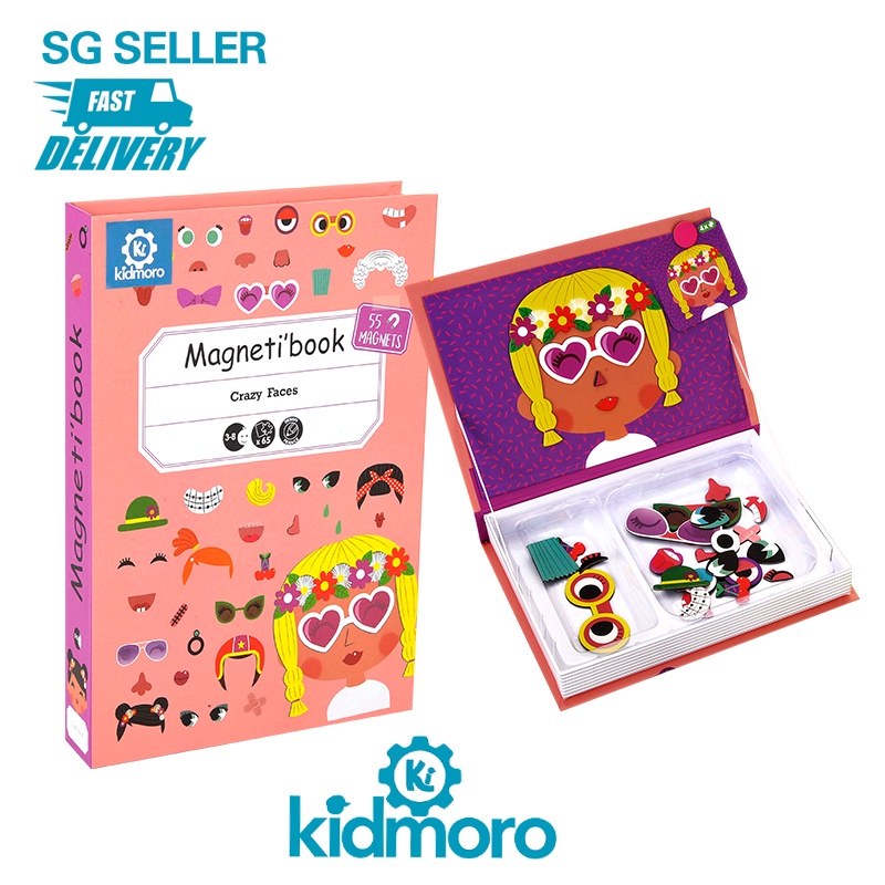 Kidmoro Magnetic Play-Book Crazy Faces Theme 55 Pcs., Come and Play ...