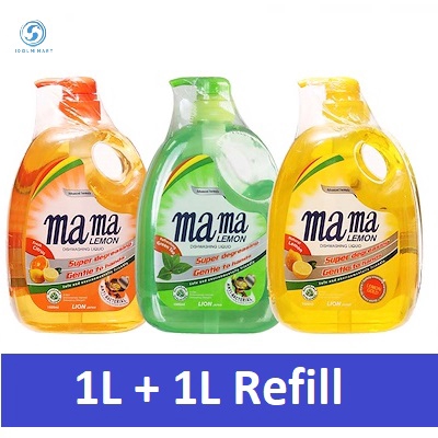 Mama Lemon Dishwashing Liquid 1L + 1L refill | Shopee Singapore