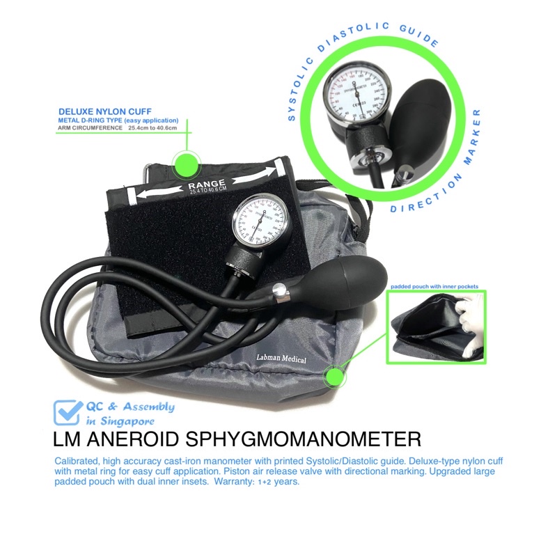 LM Aneroid Sphygmomanometer option + Stethoscope, Manual BP blood ...