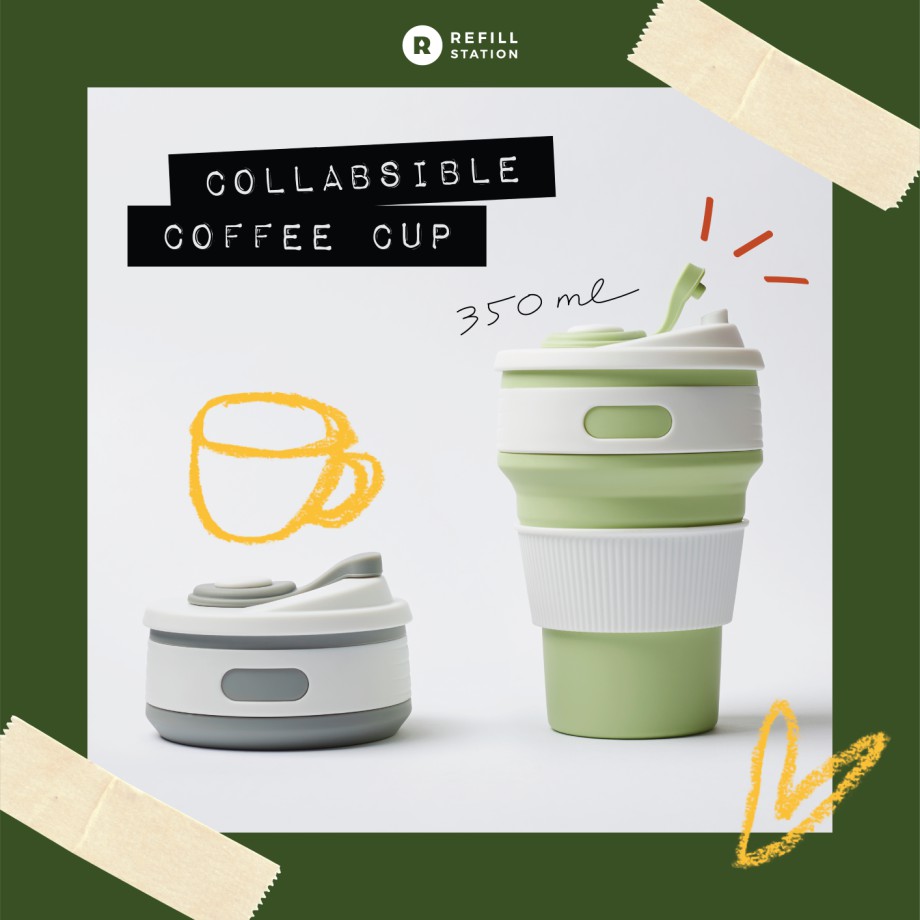 Refill Station Collapsible Silicone Coffee Cup Foldable (350 ml ...