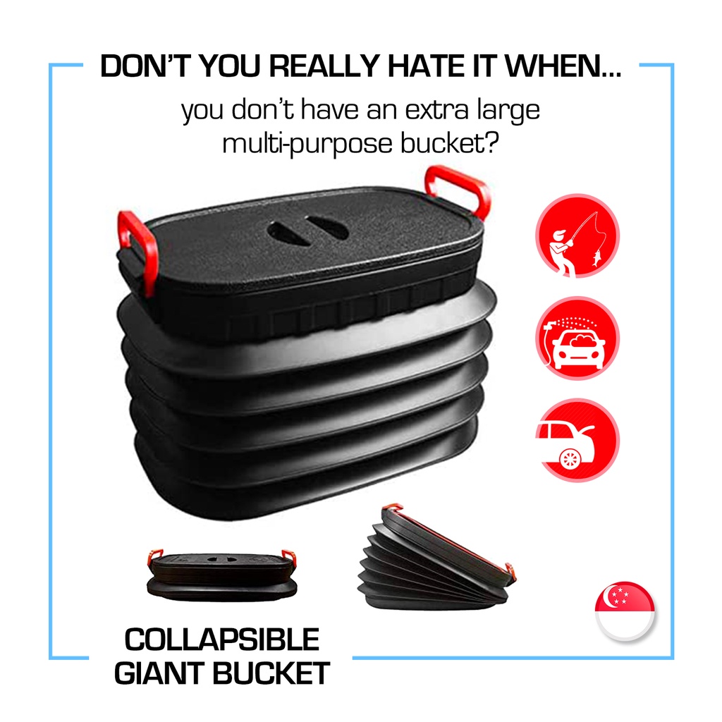 [SG] Collapsible Extra Large Bucket 37L Multipurpose, Huge Foldable ...