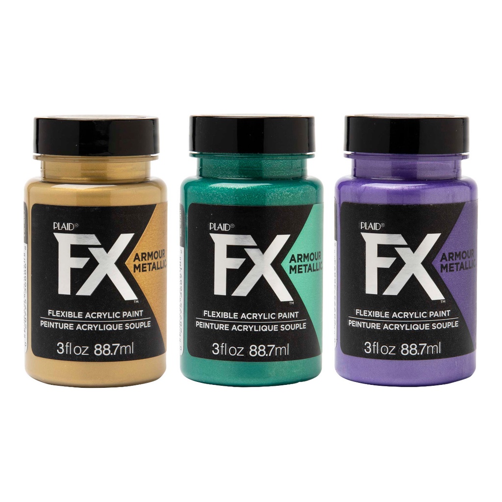 PlaidFX 3oz Armour Metallic Flexible Acrylic Paint (12 colours in this ...