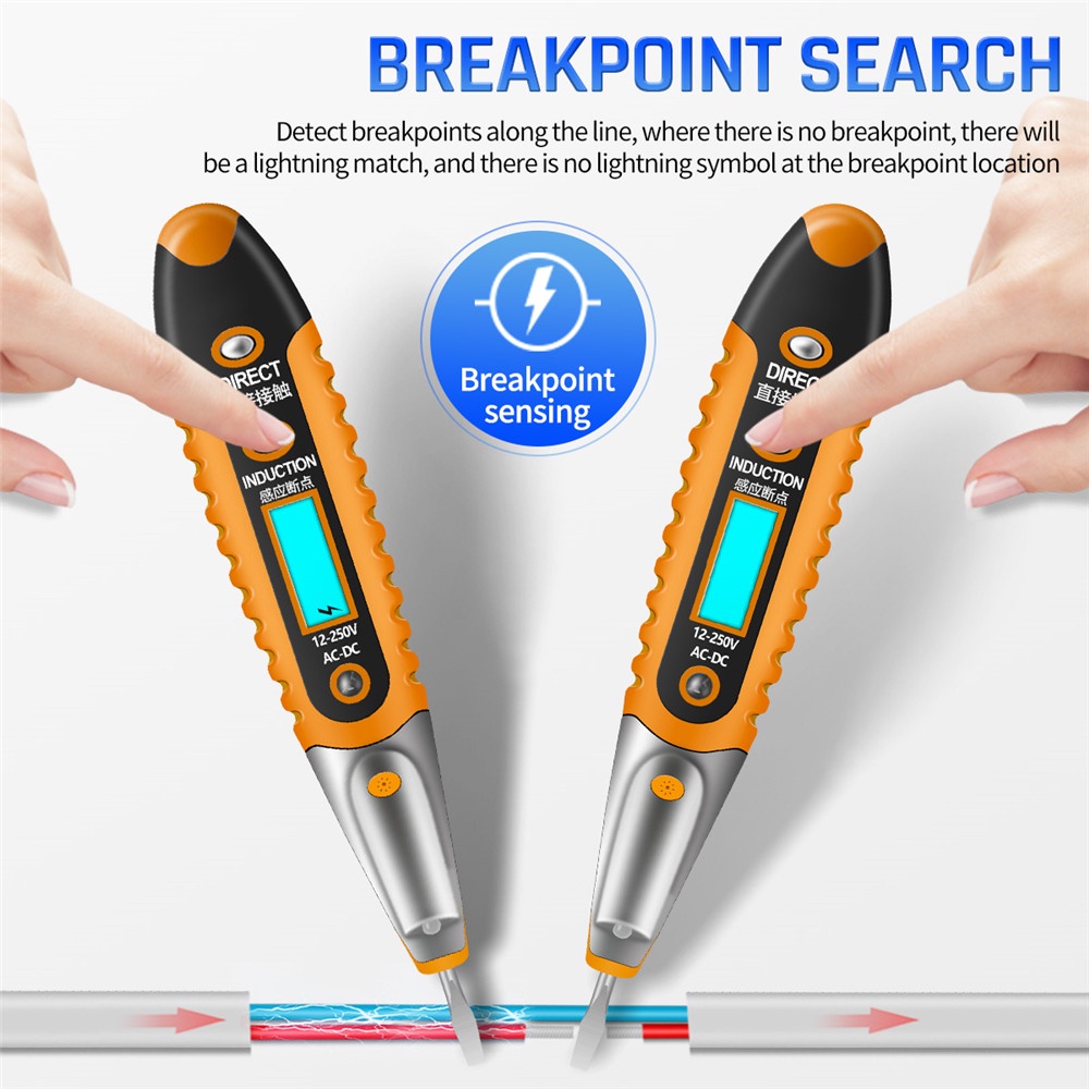 Multi Electricity Detector Tester Pen Digital Test Pencil AC DC 12-250V ...
