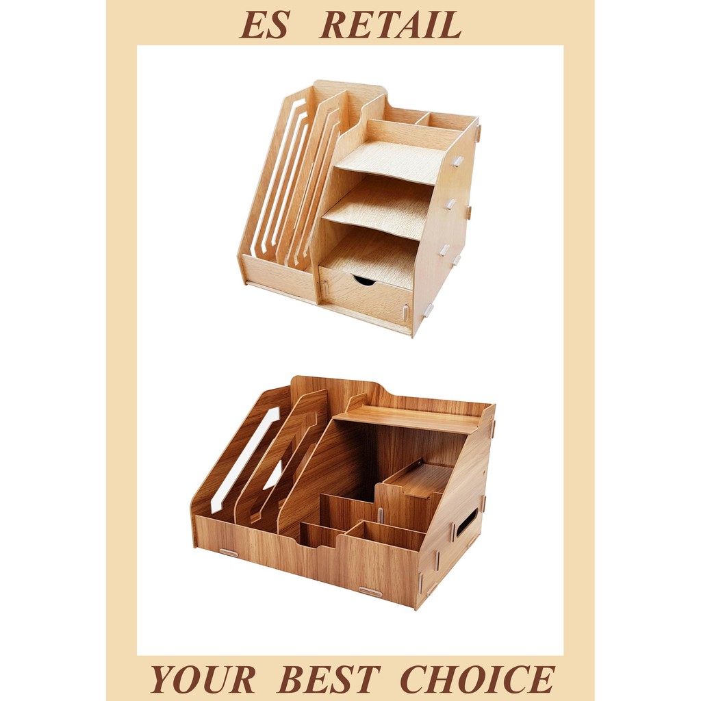 Wooden table book & organiser rack, desktop rack, document rack, rak ...