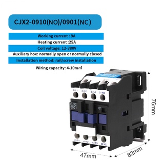 CJX2-0901/0910 50/60HZ 9A AC Contactor Din Rail Mounted 3P+1NO Normal Open Contactor 24V-220V ...